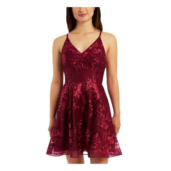 BCX | Dresses | Bcx Dress Womens Burgundy Lined Adjustable Sleeveless ...